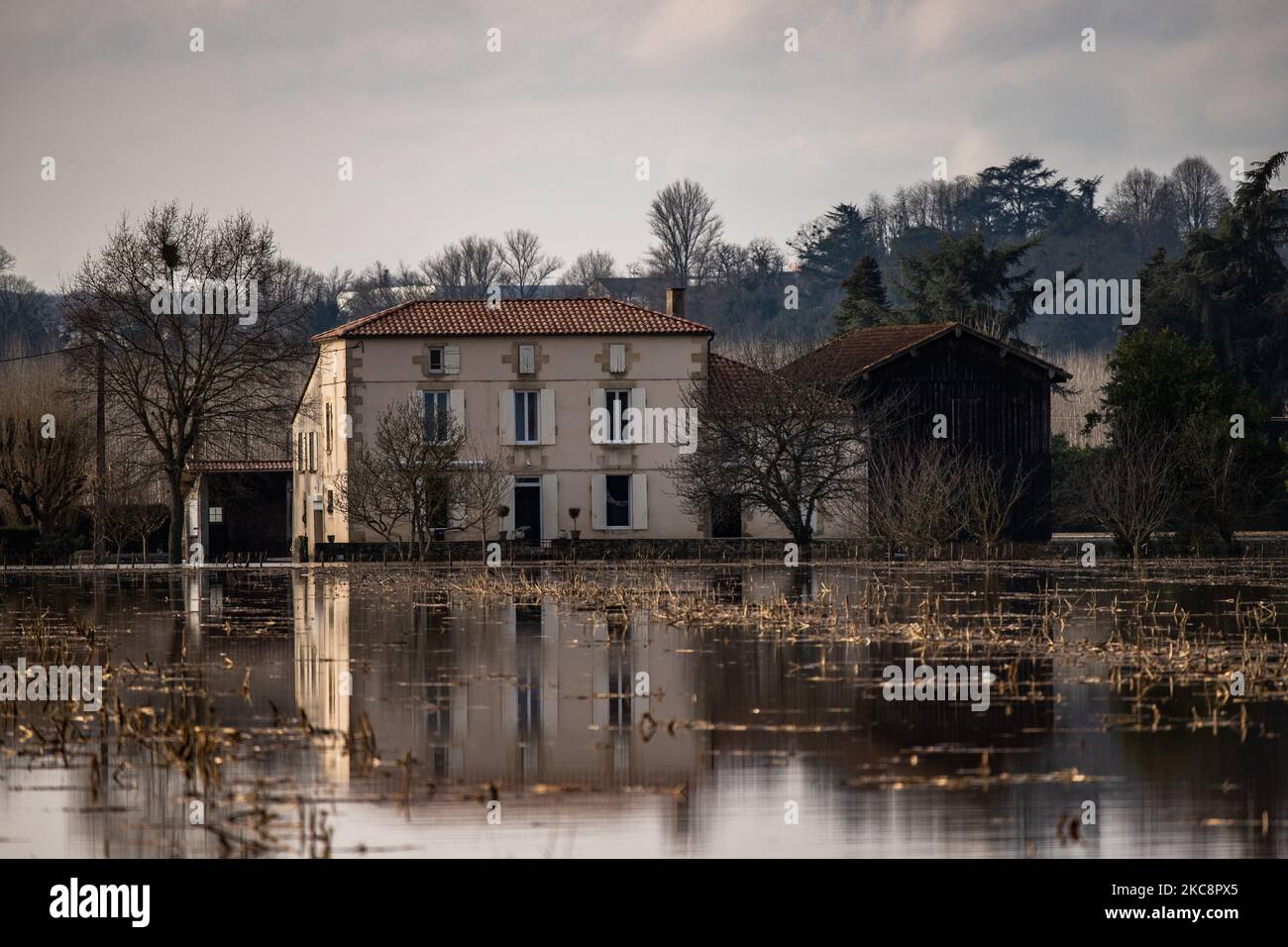A view of the L Reole, Lot-et-Garonne after the historic floods, in Lot ...