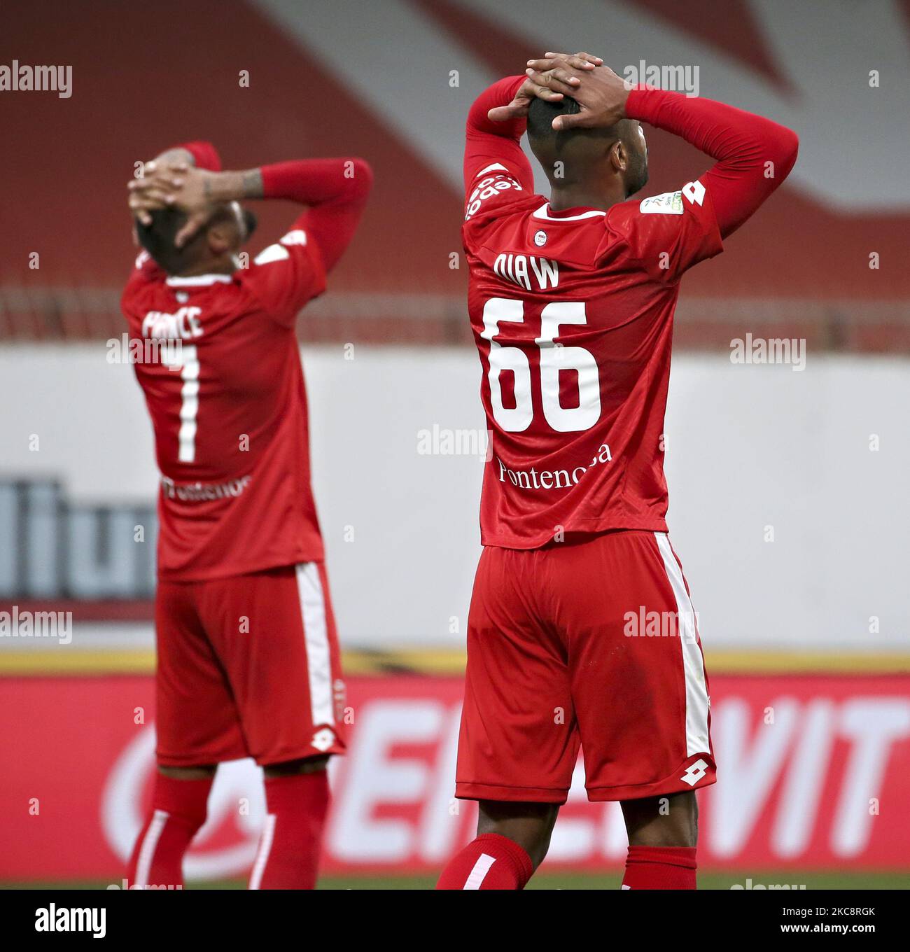 Kevin-Prince Boateng of AC Monza and Davide Diaw reacts to a missed ...