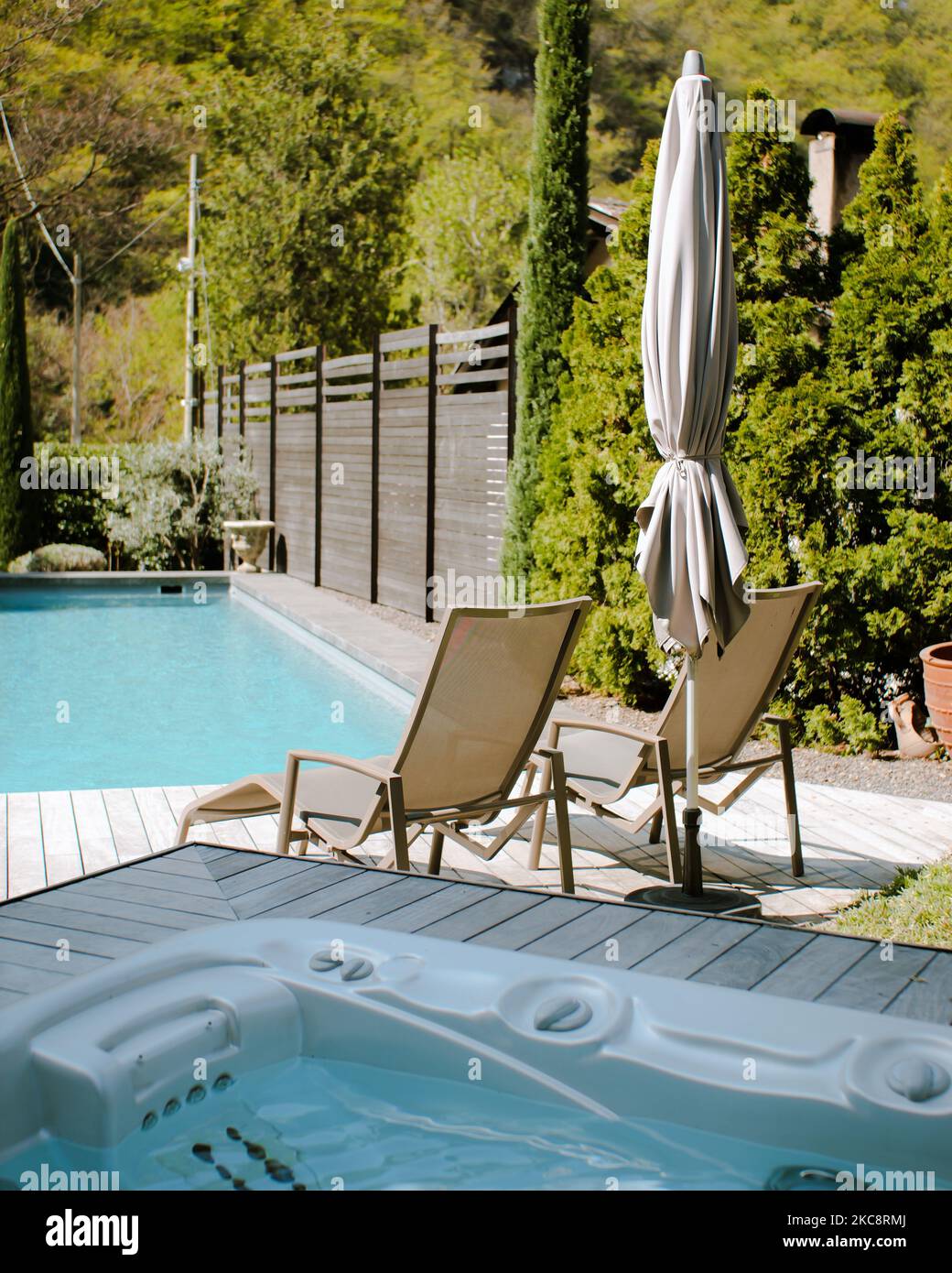 A vertical shot of an outdoor swimming pool Stock Photo - Alamy