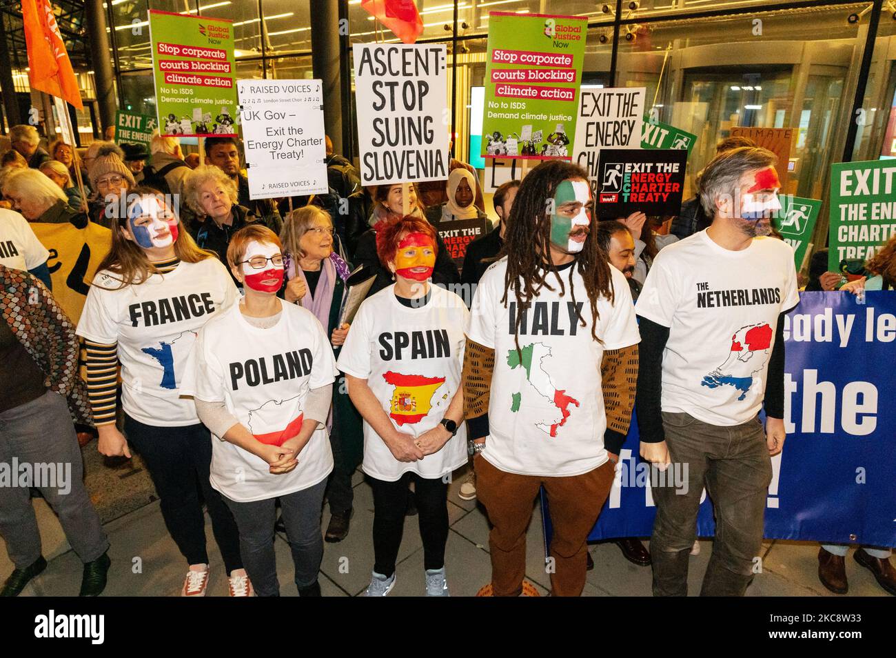 London, UK. 4 November 2022. Climate activists from Global Justice Now ...