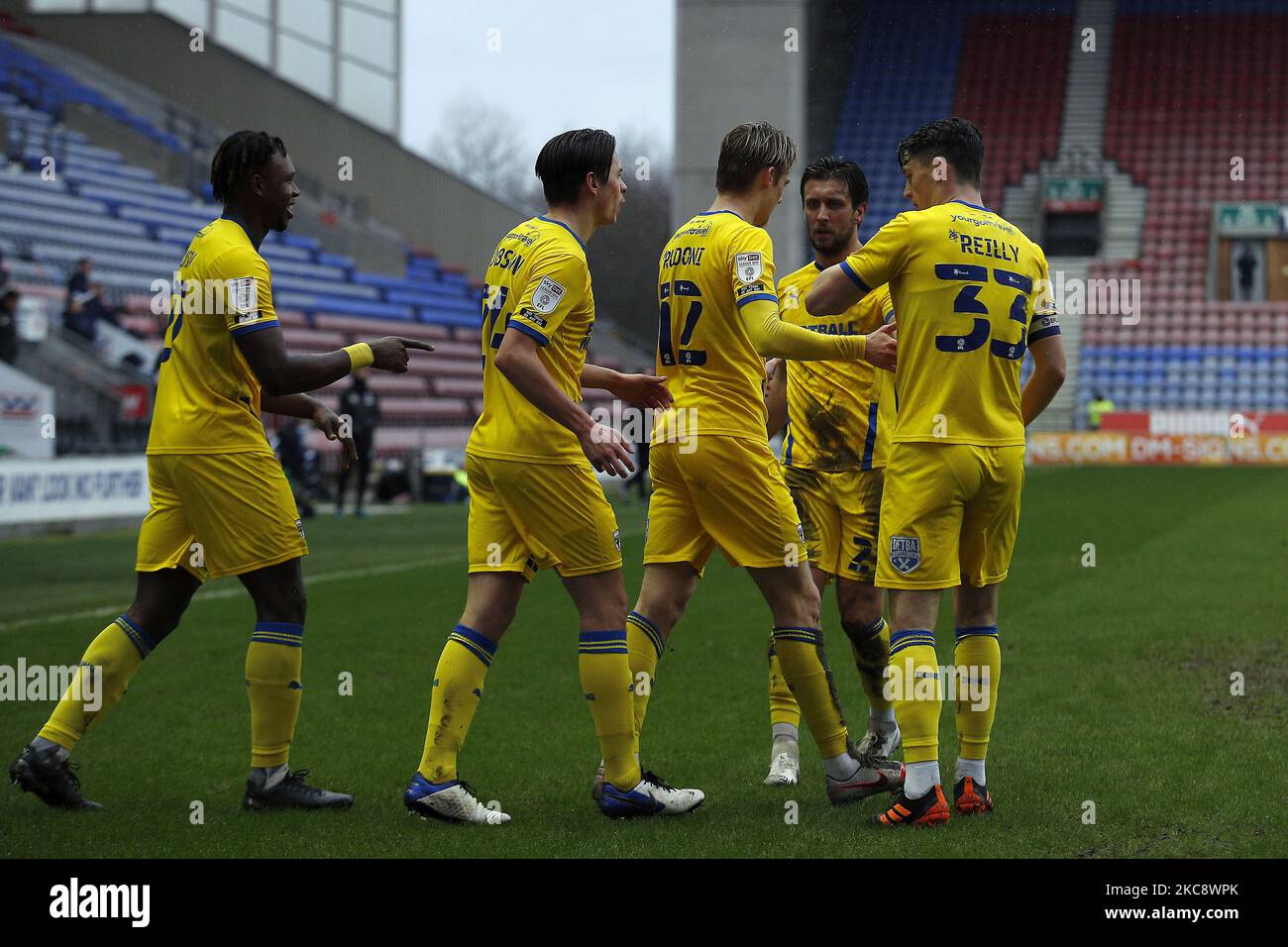 Wimbledons Jack Rudoni celebrates making it 0-1 during the Sky Bet ...
