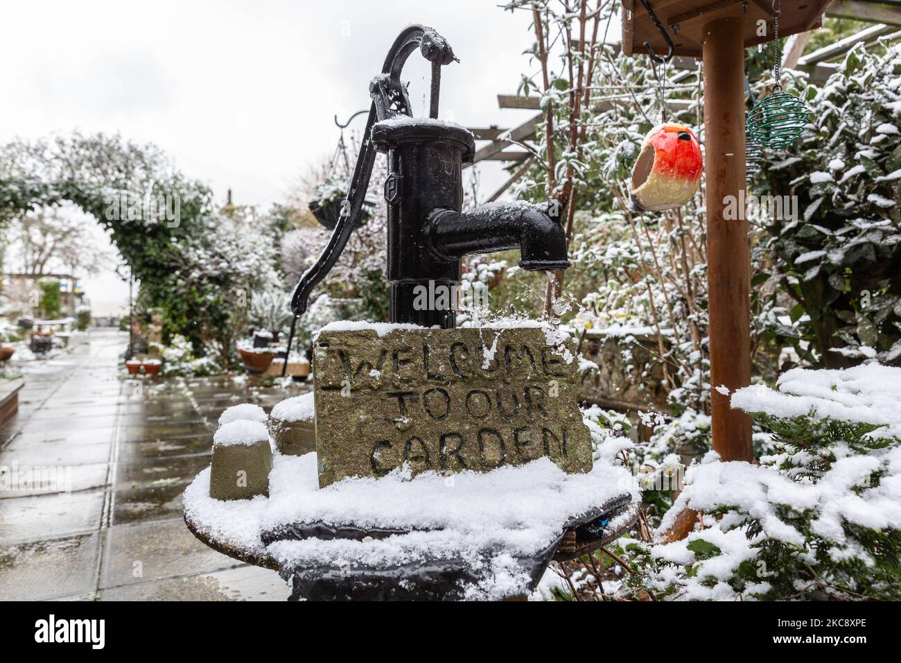 Wind and snow arrives on the South-East England coast brought by Storm ...