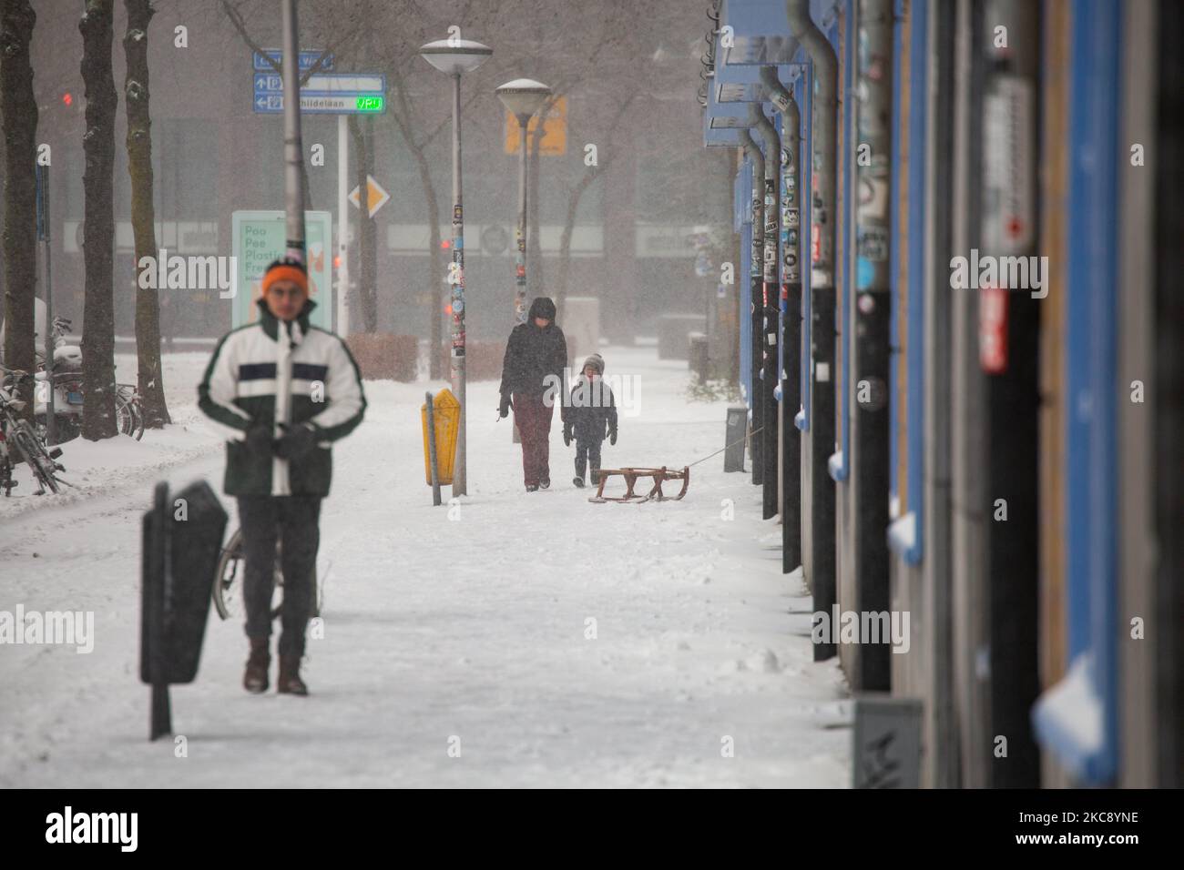 Blizzard from the snowstorm Darcy in the Netherlands, the first heavy ...