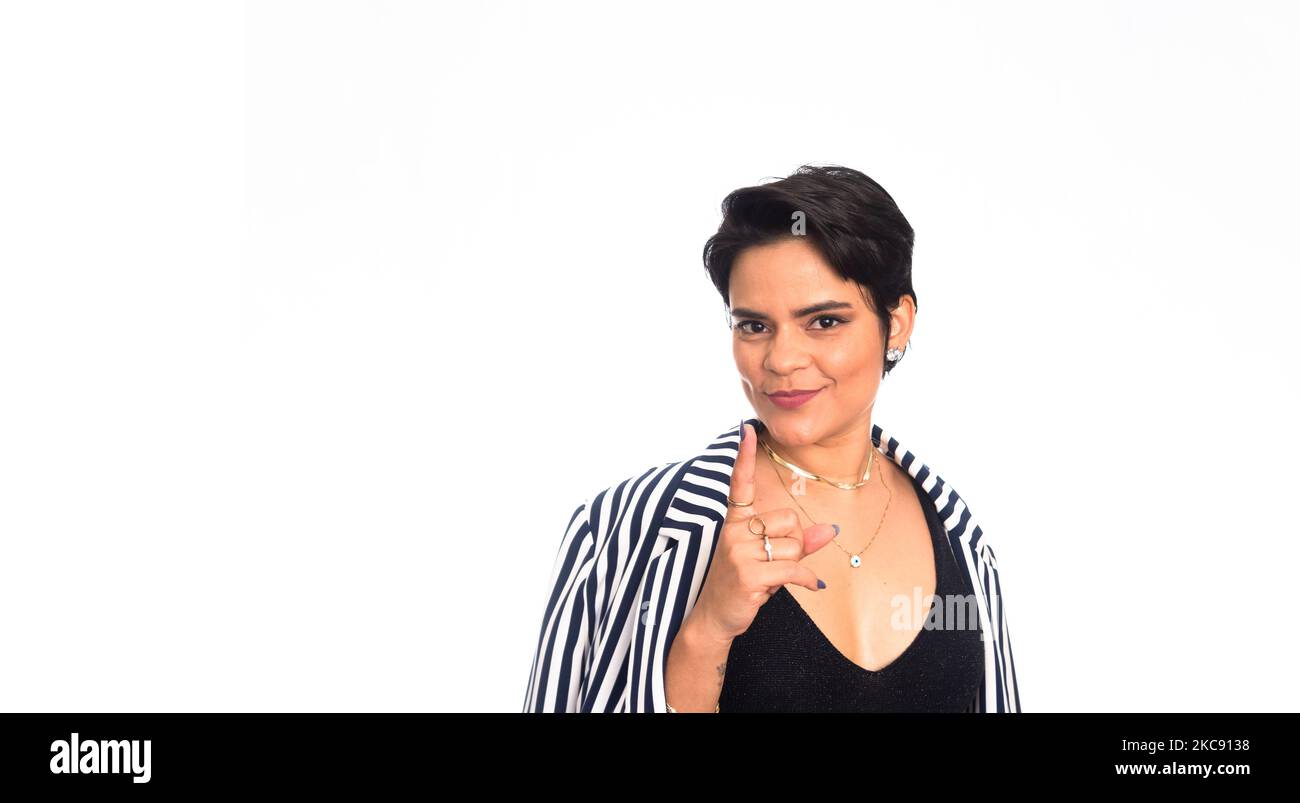 Confident pretty business woman being ready to work. Concept of trust ...