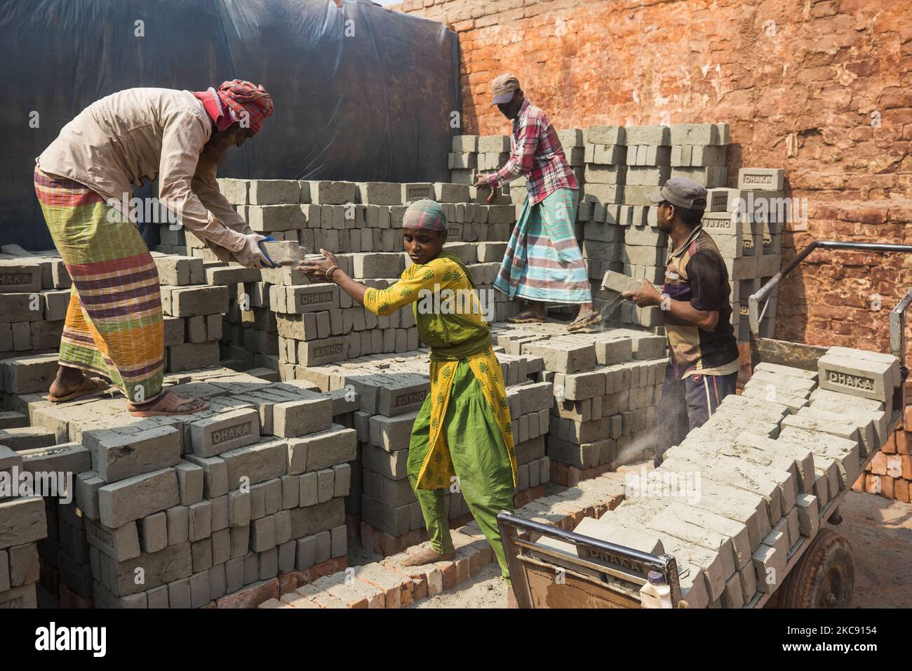 Workers are working in Brickfield in Savar on February 19, 2020. (Photo ...
