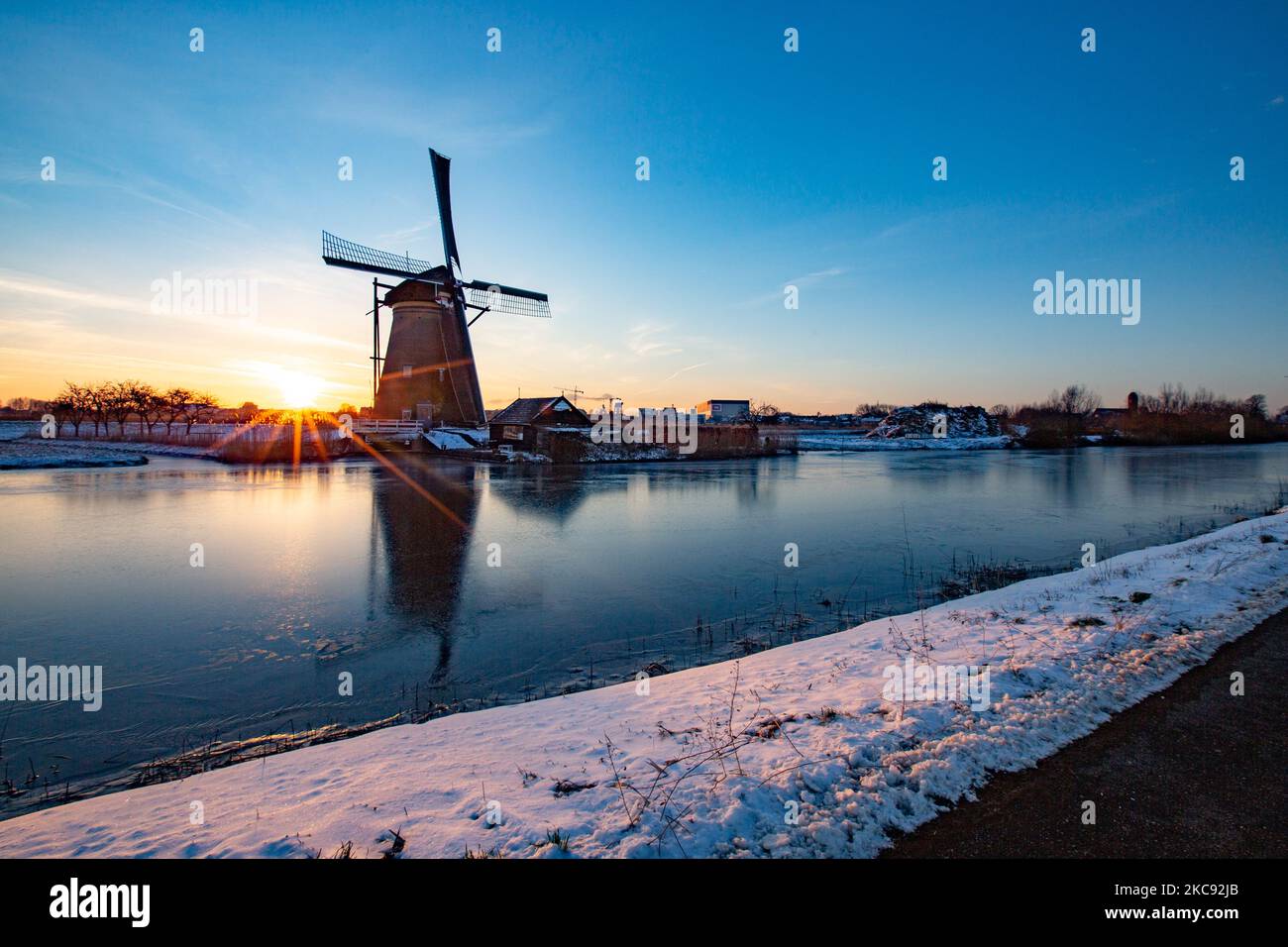 Magical scnery around the sunset time and dusk with clear winter sky at ...