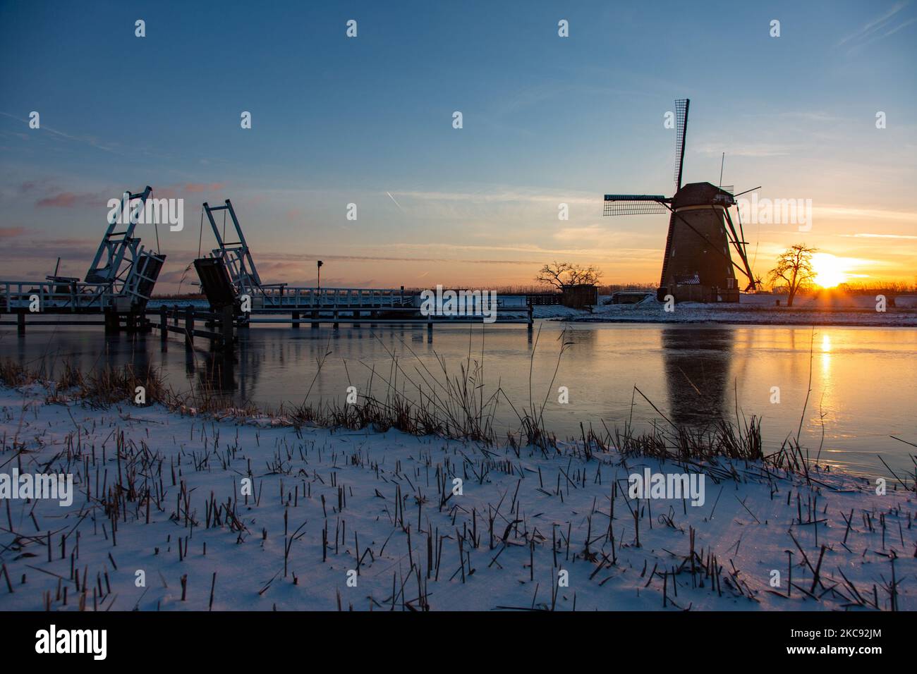 Magical scnery around the sunset time and dusk with clear winter sky at ...