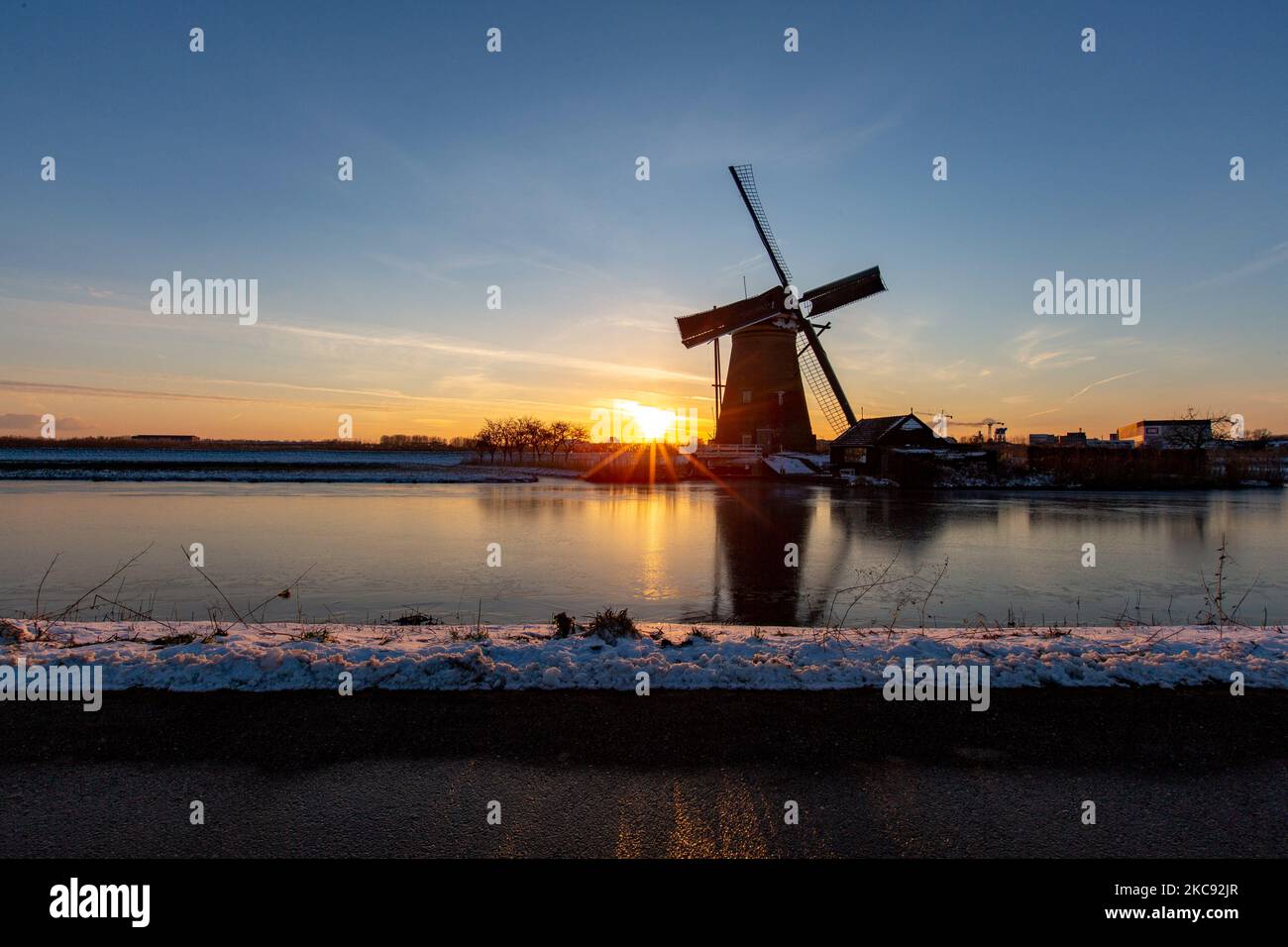 Magical scnery around the sunset time and dusk with clear winter sky at ...