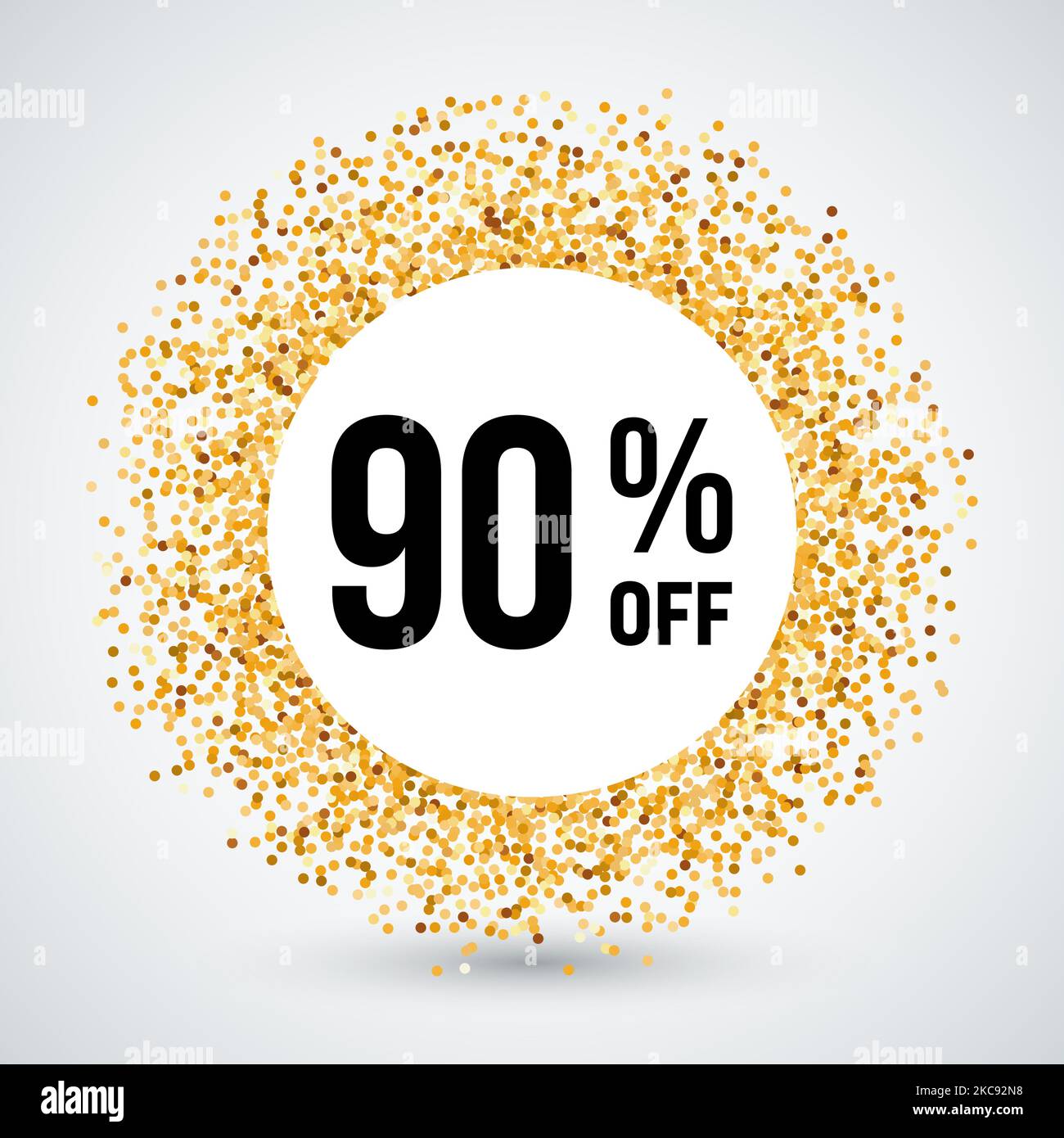Golden Circle Frame with Discount Ninety Percent Stock Vector Image ...
