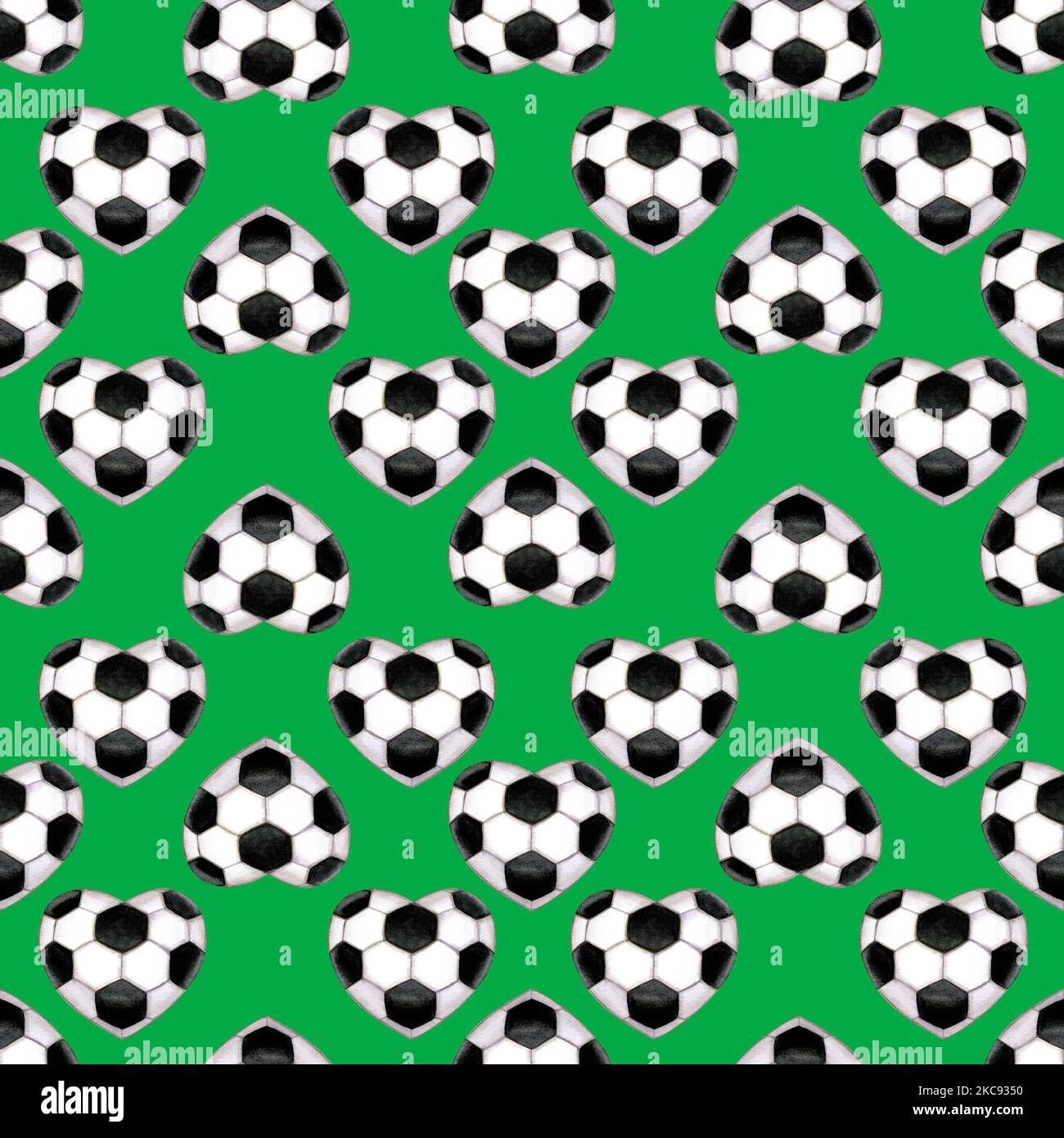 Watercolor pattern illustration of football. Soccer ball in the shape ...