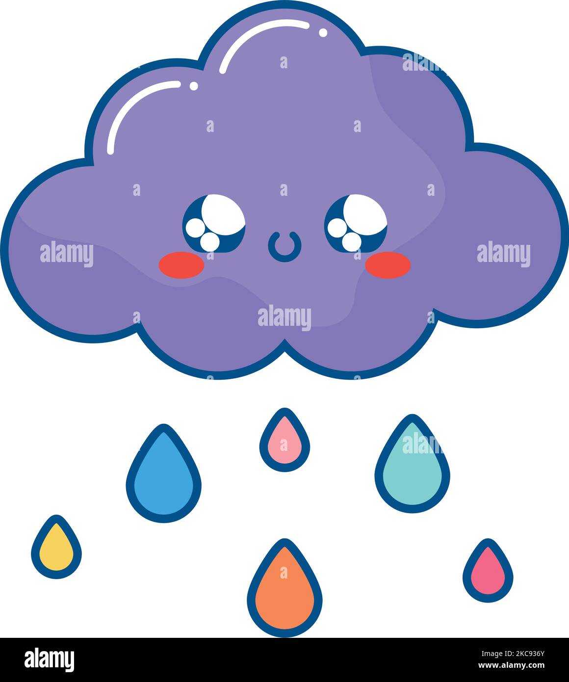 kawaii cloud and color drops Stock Vector Image & Art - Alamy
