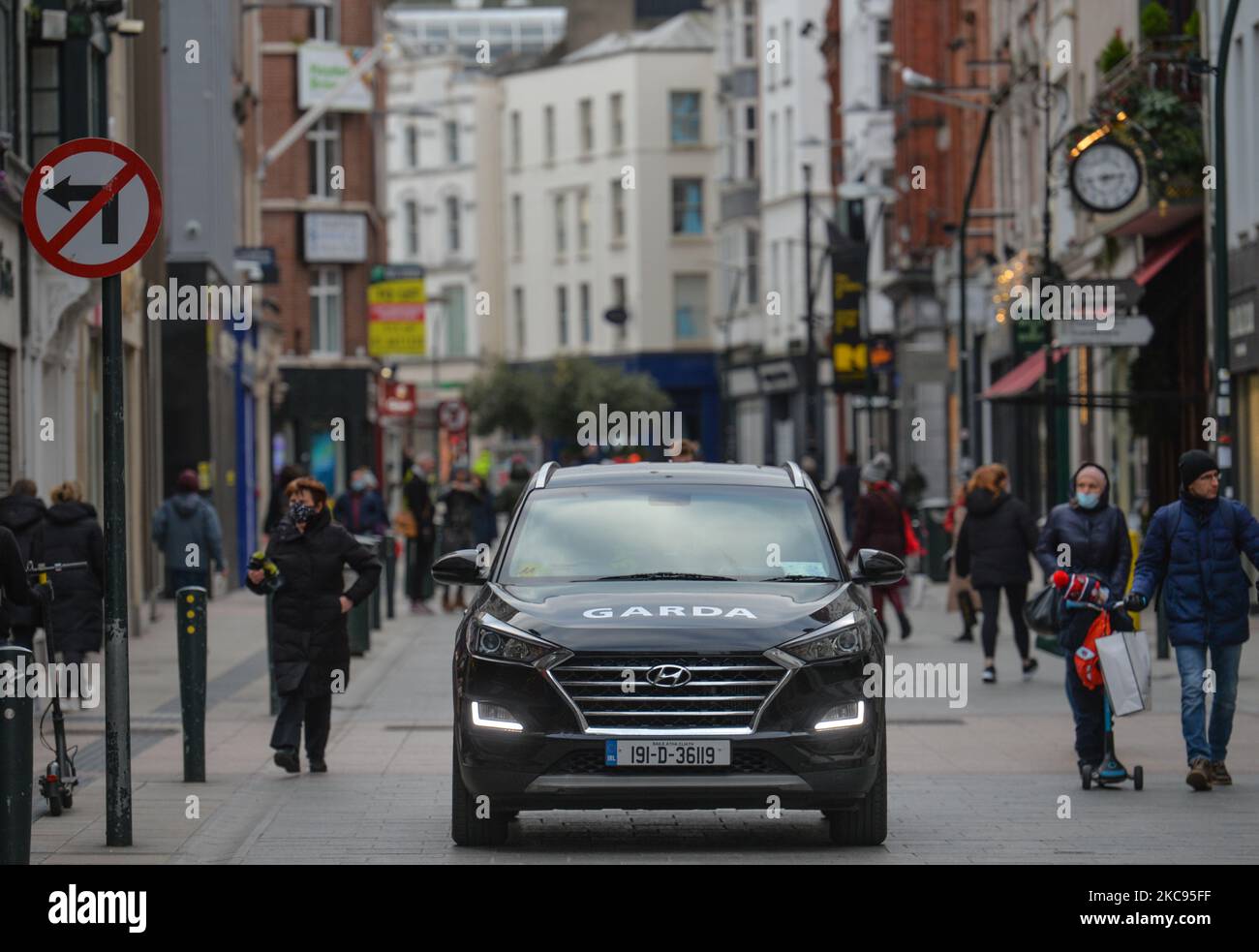 A Garda (Irish Police) car seen on Grafton Street, Dublin city center ...
