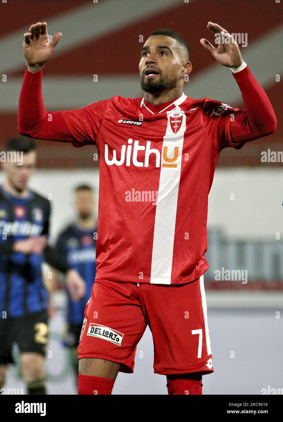 Kevin-Prince Boateng of AC Monza reacts to a missed chance during the ...