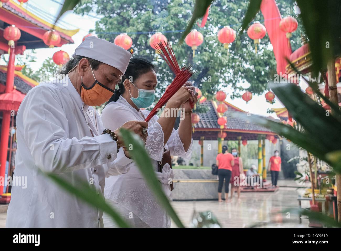 Balinese celebrates the Lunar New Year 2021 by praying in Dharmayana ...