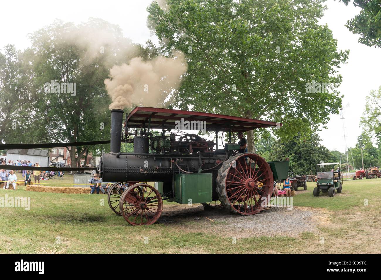 A steam engine powering wheat thresher at Tennessee, Kentucky on 52nd ...