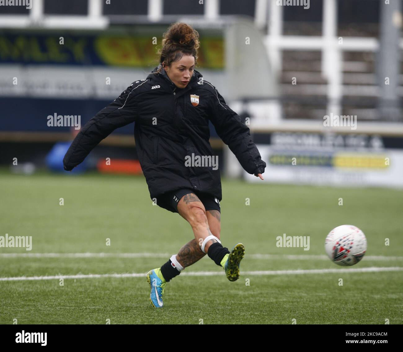 Brooke Nunn of London Bees during the pre-match warm-up during FA Women ...