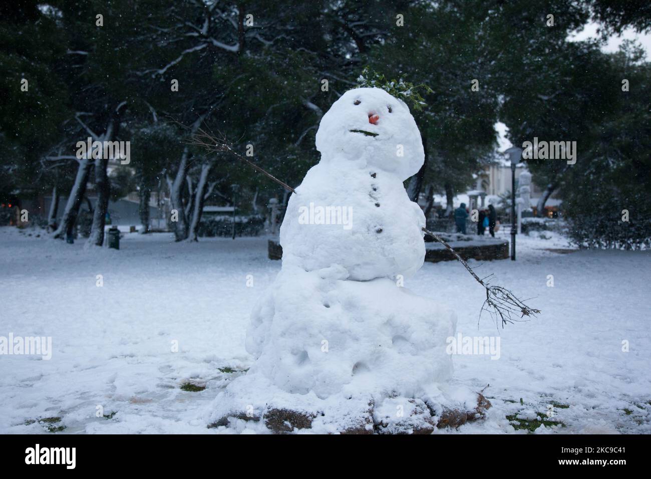 People make snowmen all over the place after the weather phenomenon ...