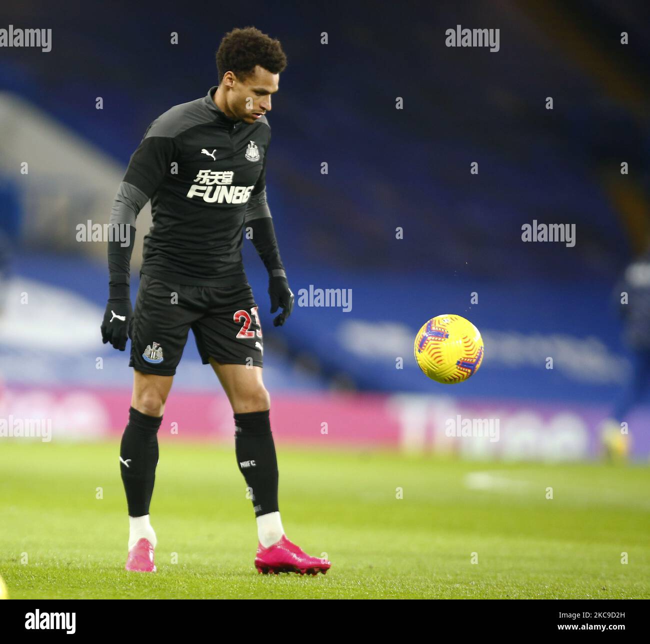Newcastle United's Jacob Murphy during the pre-match warm-up during ...