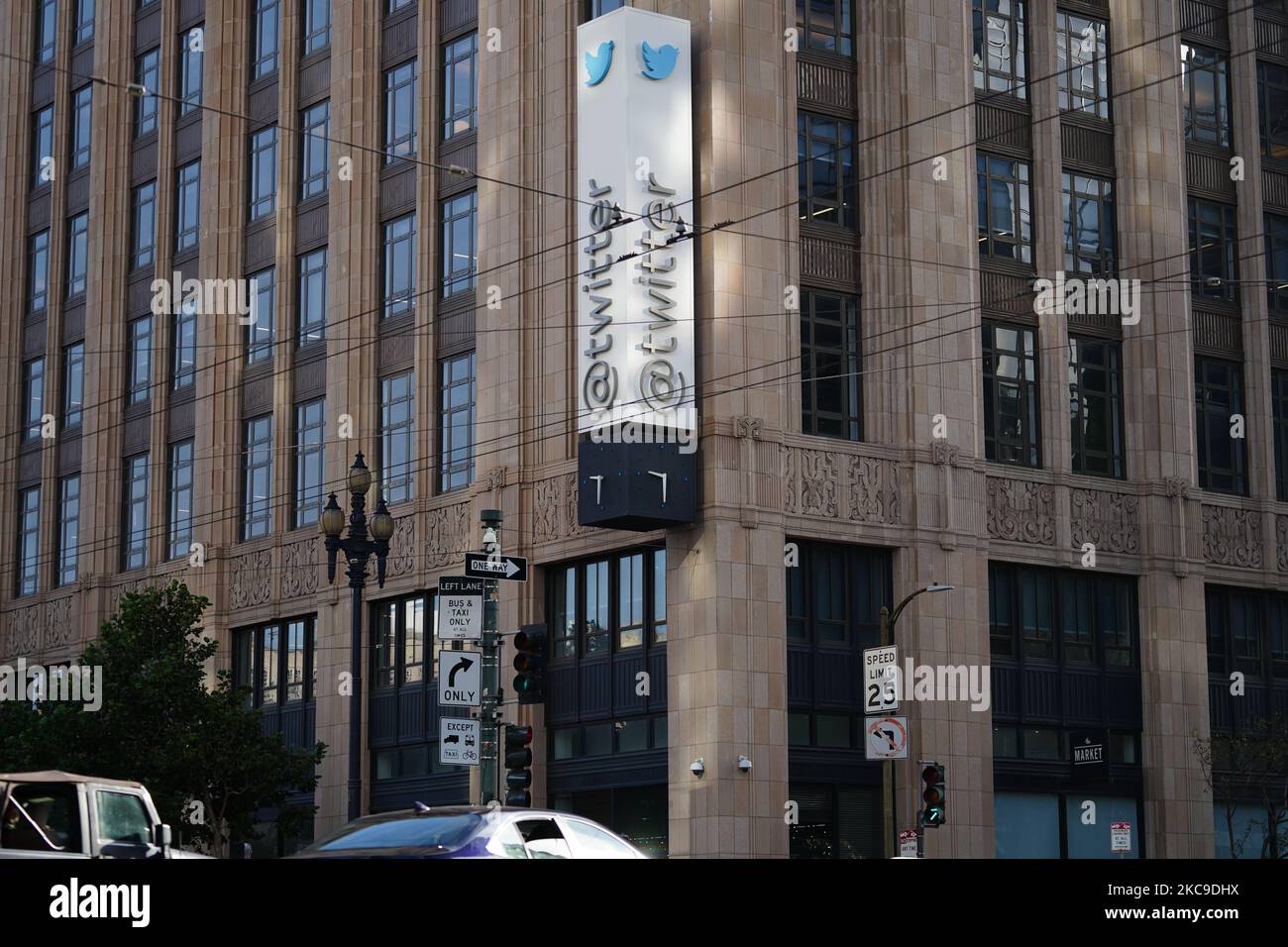 The headquarters of Twitter seen in San Francisco. Twitter is a large ...