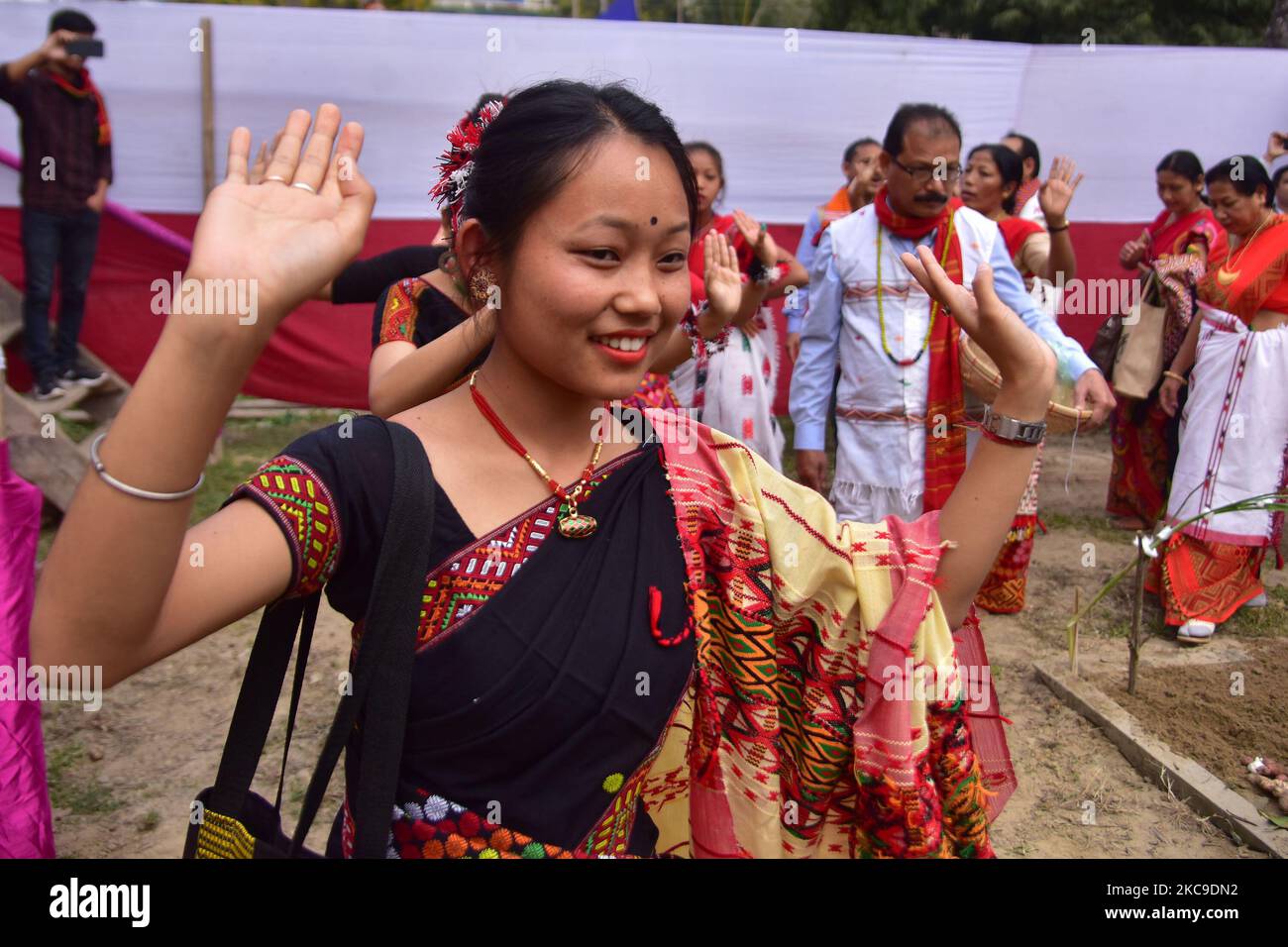 Mishing tribals perform their traditional dance during Ali-Aye-Ligang ...
