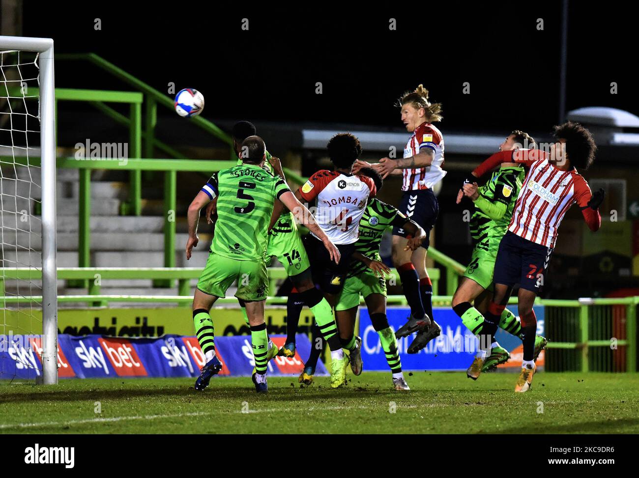Oldham Athletic's Carl Piergianni hits the post in added time during ...