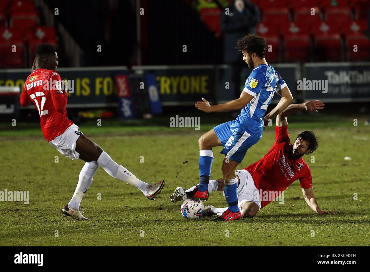 Salfords Di’Shon Bernard tackles Barrows Mace Goodridge during the Sky ...