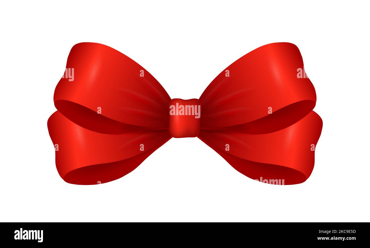 Red bow isolated on white background. Red silk ribbon tied into a ...