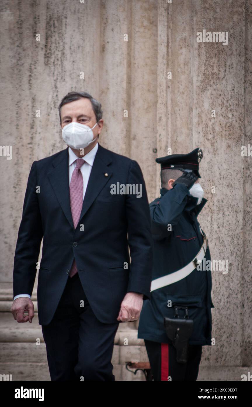 Italian Prime Minister Mario Draghi leaves the Lower Chamber in Rome ...