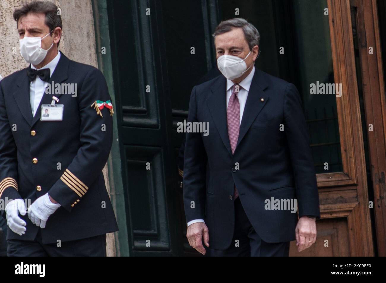 Italian Prime Minister Mario Draghi leaves the Lower Chamber in Rome ...
