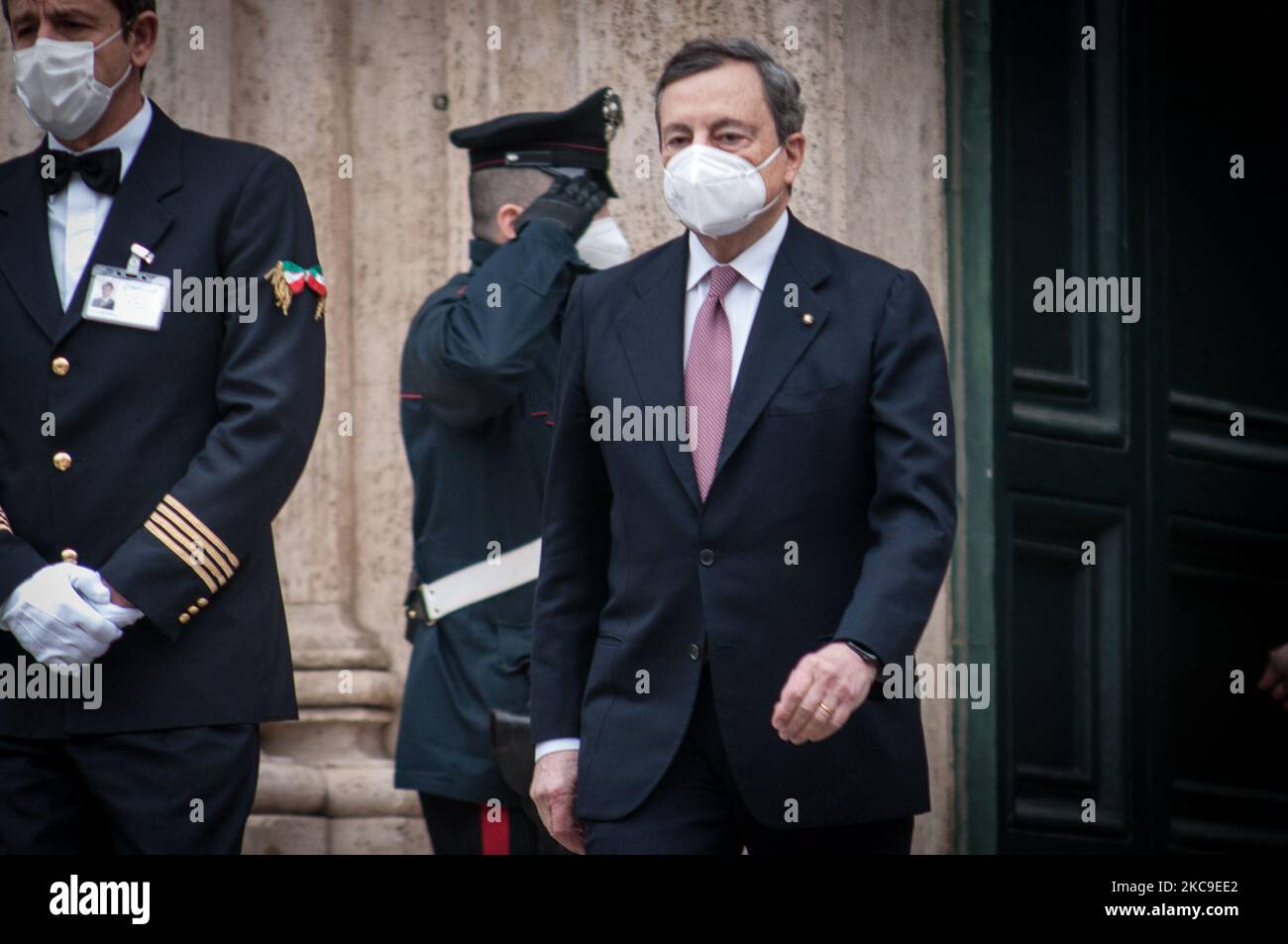 Italian Prime Minister Mario Draghi leaves the Lower Chamber in Rome ...