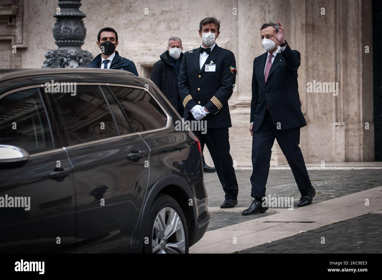 Italian Prime Minister Mario Draghi leaves the Lower Chamber in Rome ...