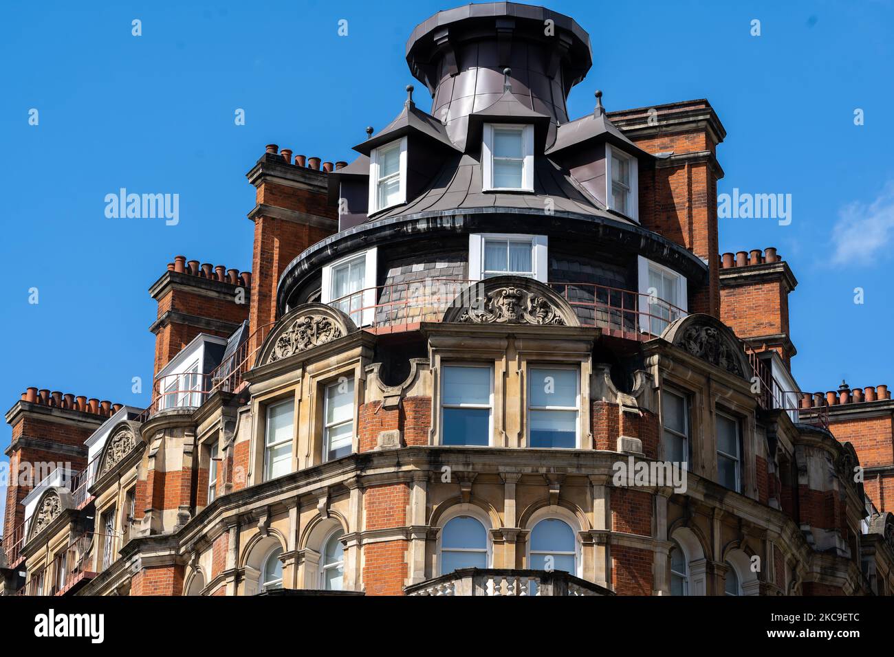 A beautiful shot of an old brick Victorian building in London, England ...