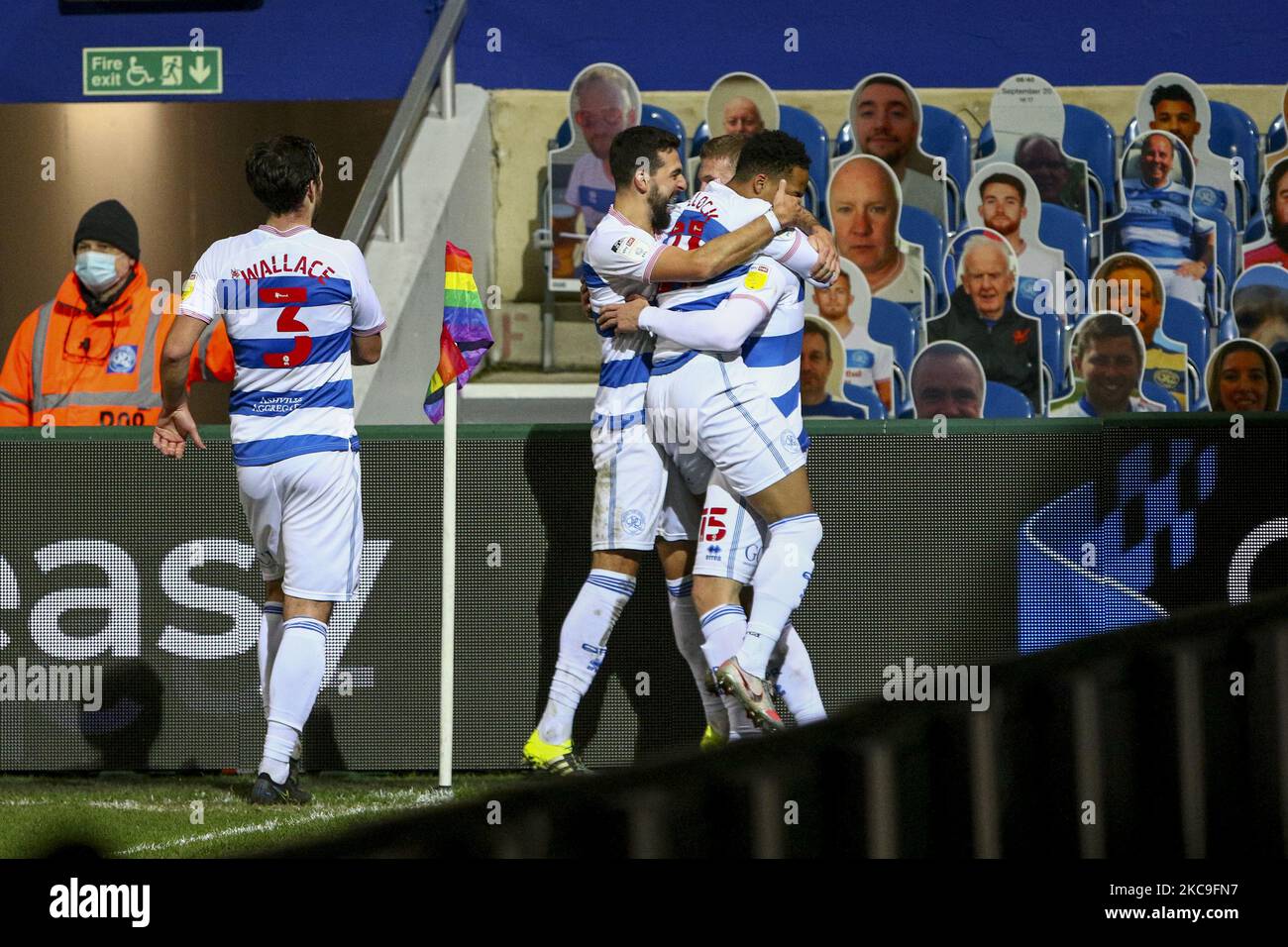 QPR Sam Field and team mates celebrate the equaiser during the Sky Bet ...