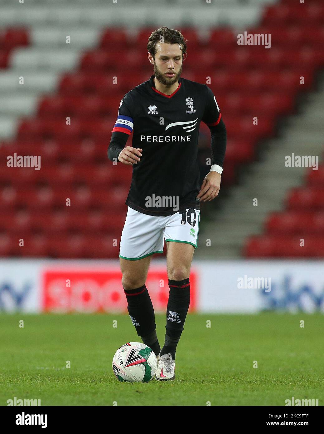 Jorge Grant of Lincoln City during the EFL Trophy match between ...