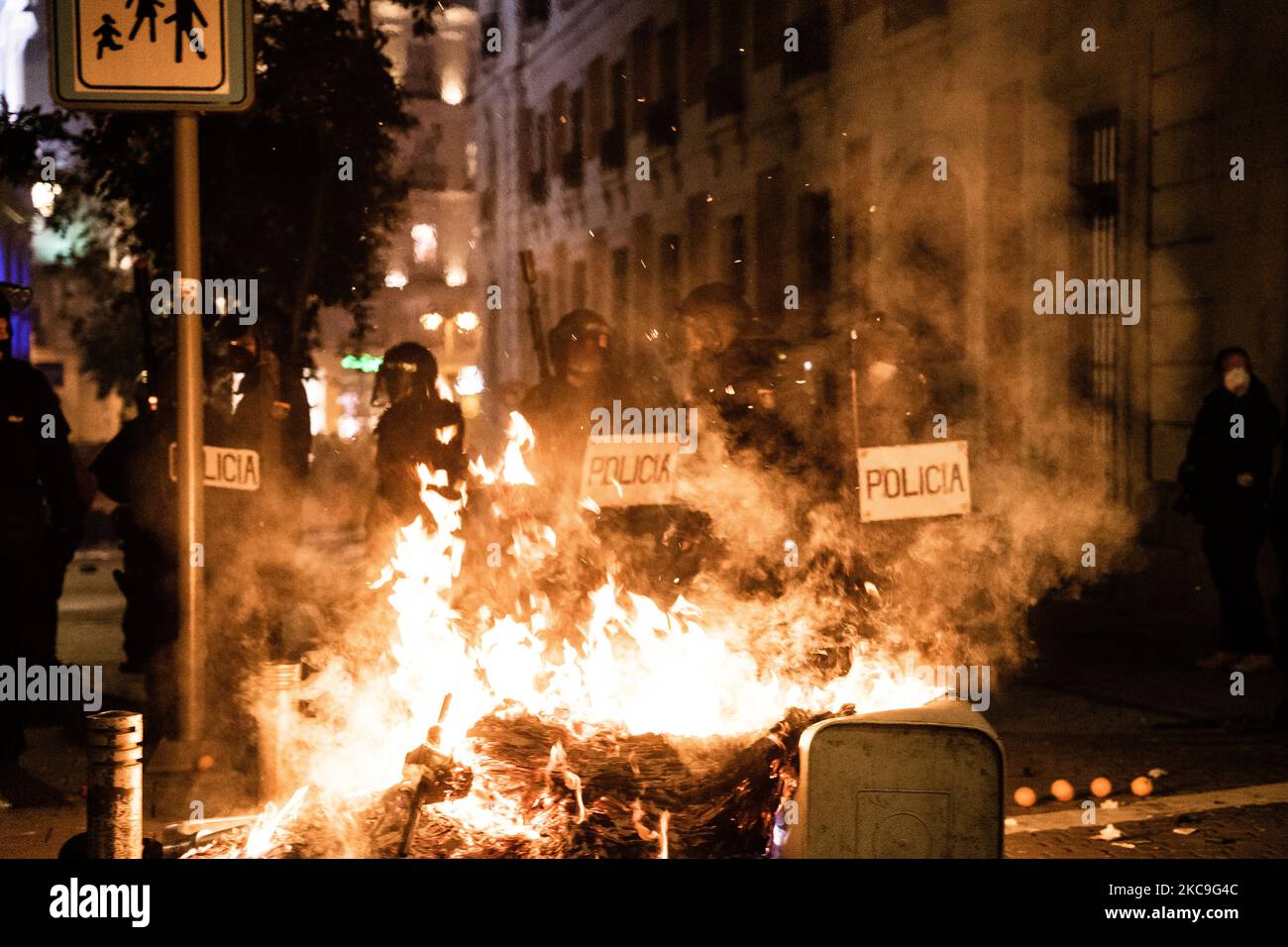 The police riot unit charges against protesters during the ...