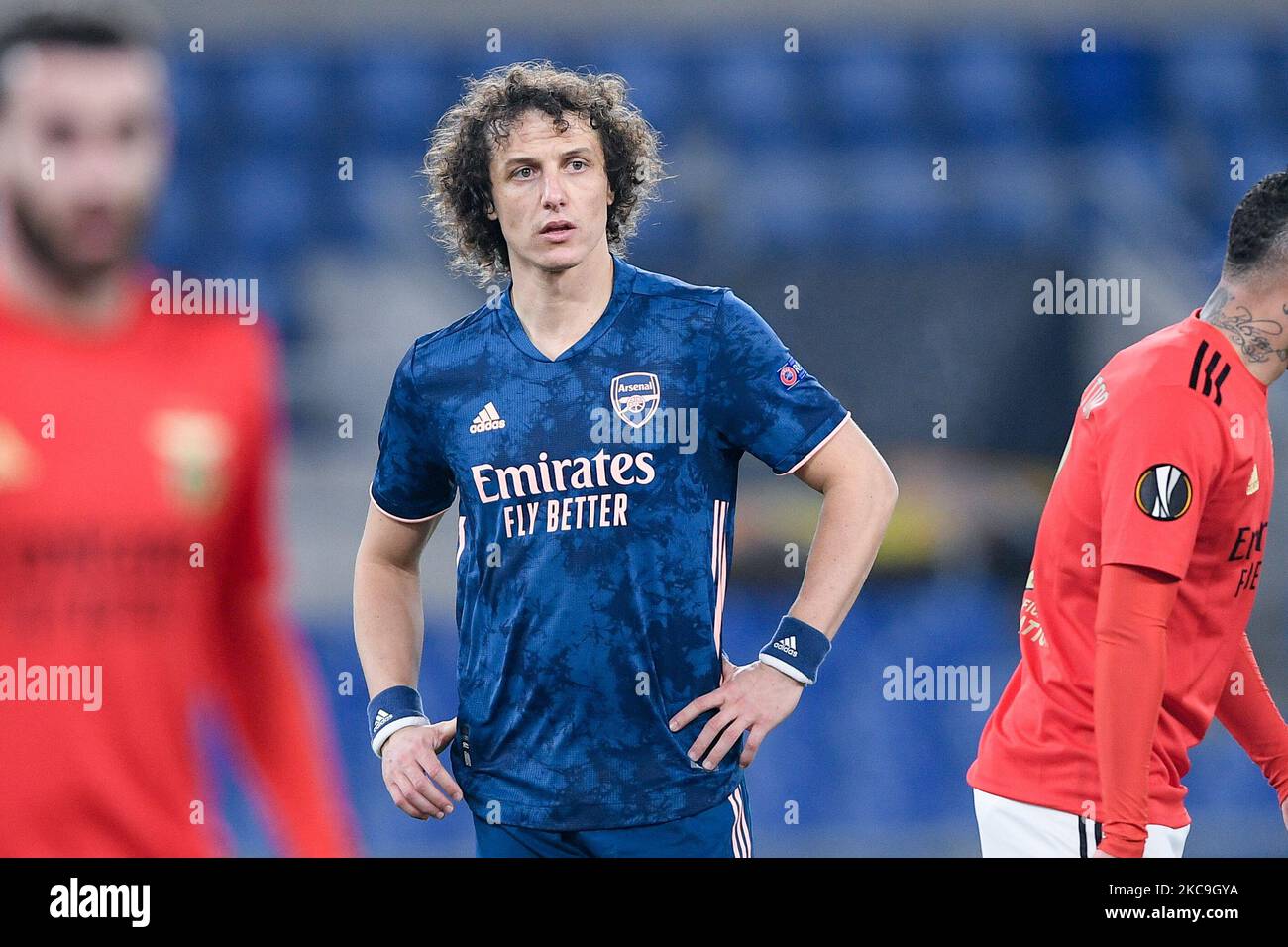 David Luiz of Arsenal FC during the UEFA Europa League round of 32 Leg ...