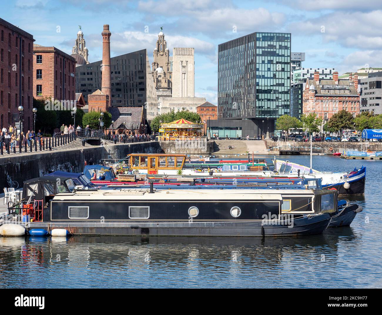 canal barges at the quay side Albert dock Liverpool Stock Photo - Alamy