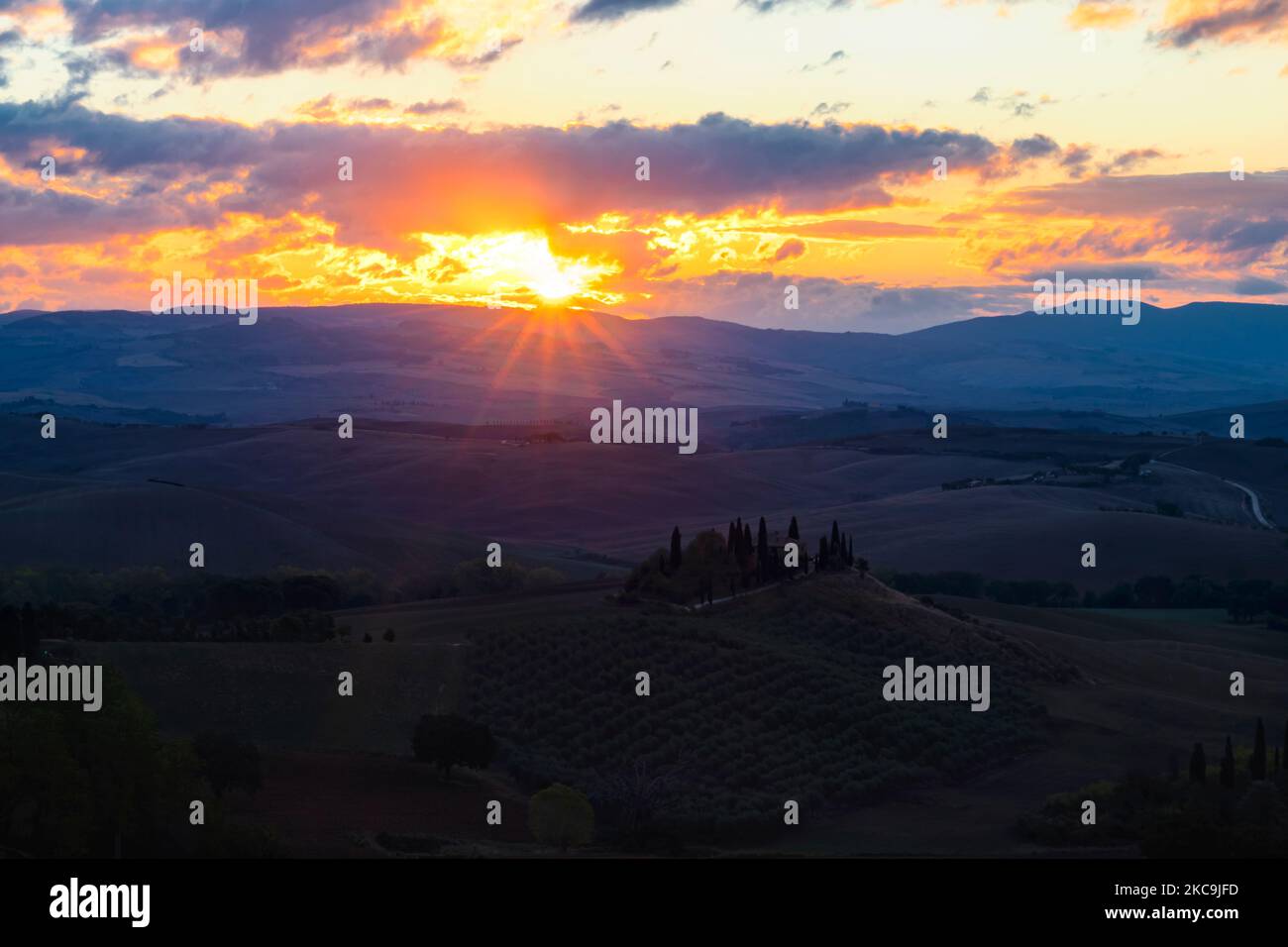 Typical tuscan landscape in val dorcia with hills hi-res stock ...