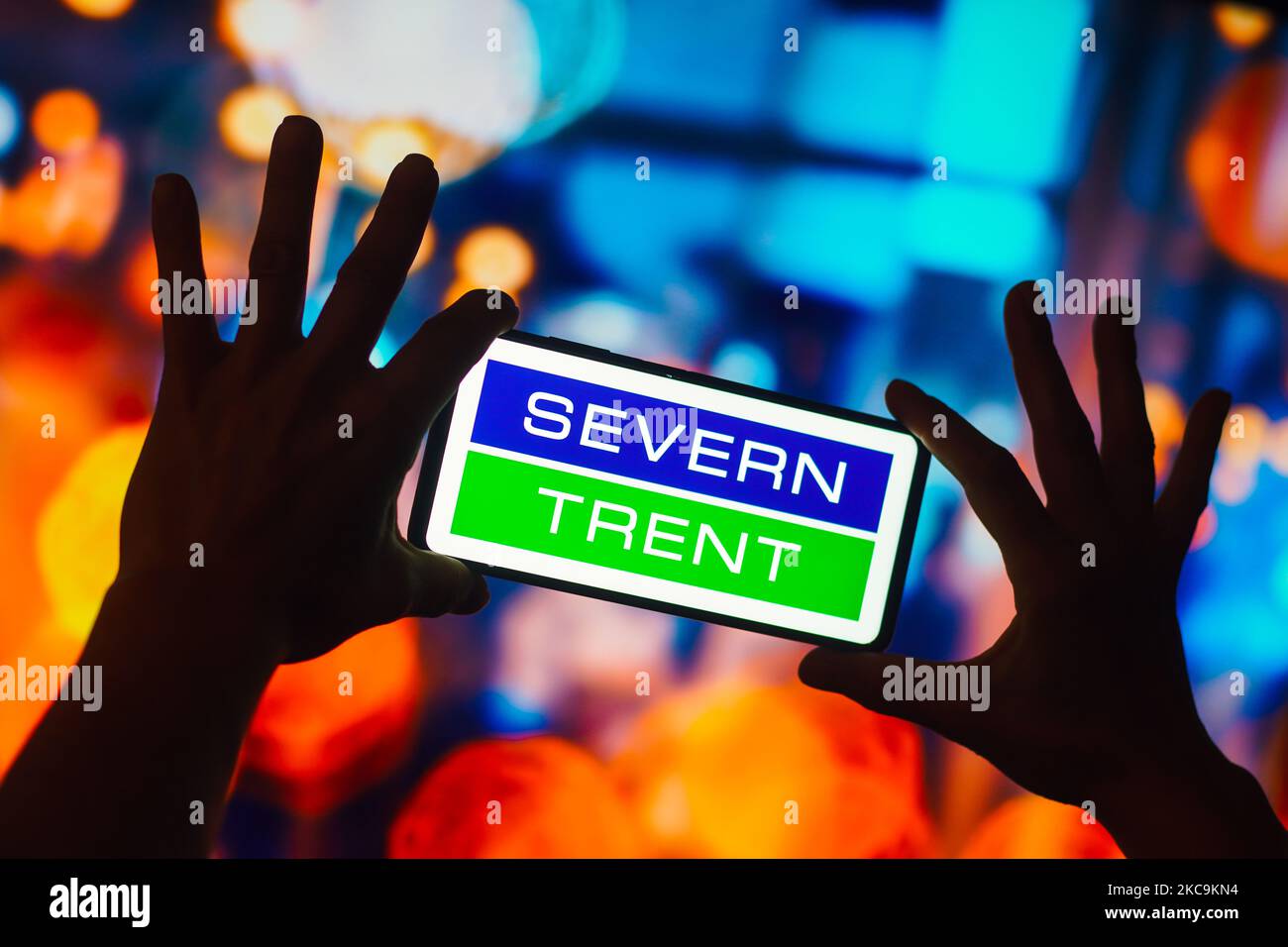 In this photo illustration, the Severn Trent logo is displayed on a ...