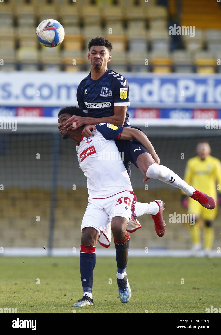 Bolton Wanderers' Oladapo Afolayan (on loan from West Ham United) holds ...