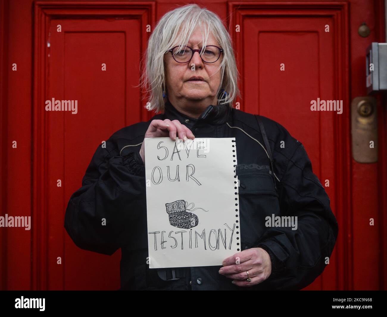 Anna Corrigan from the Tuam Babies family group holding 'Save Our ...
