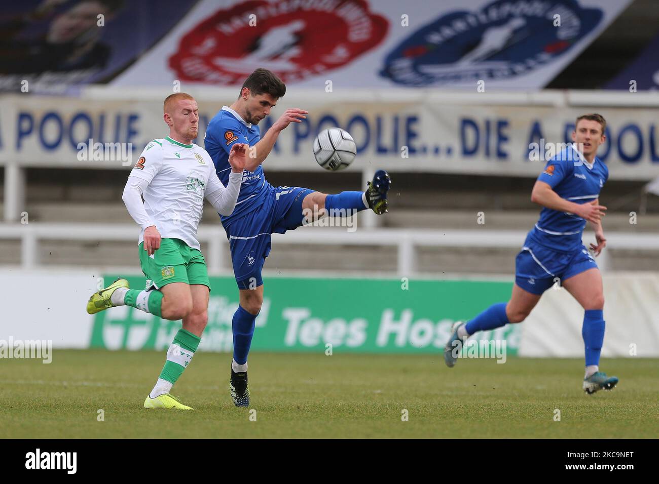 Hartlepool United's Gavan Holohan and Matt Worthington of Yeovil Town ...