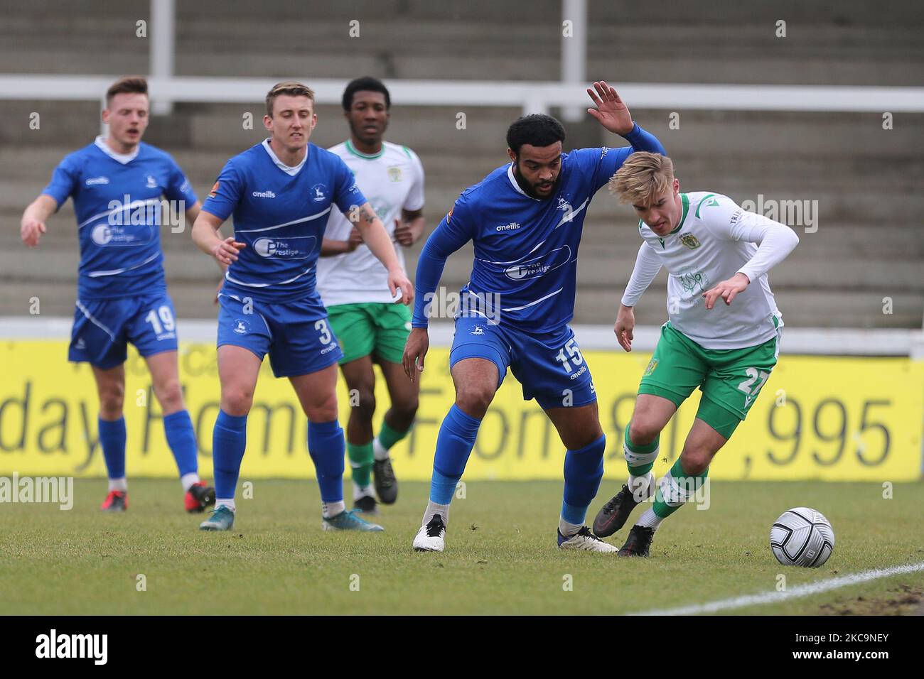 Ryan Johnson of Hartlepool United in action with Yeovil Town's Alex ...