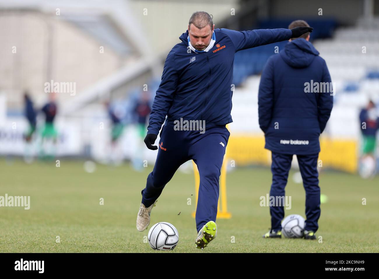 Ross Turnbull the Hartlepool goalkeeping coaching during the Vanarama ...