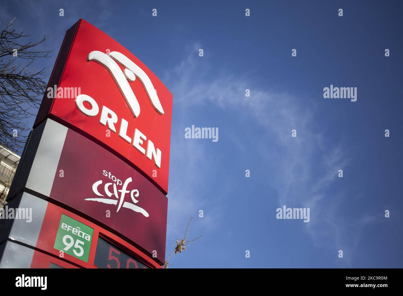 Orlen logo seen in Warsaw on February 21, 2021 (Photo by Maciej ...