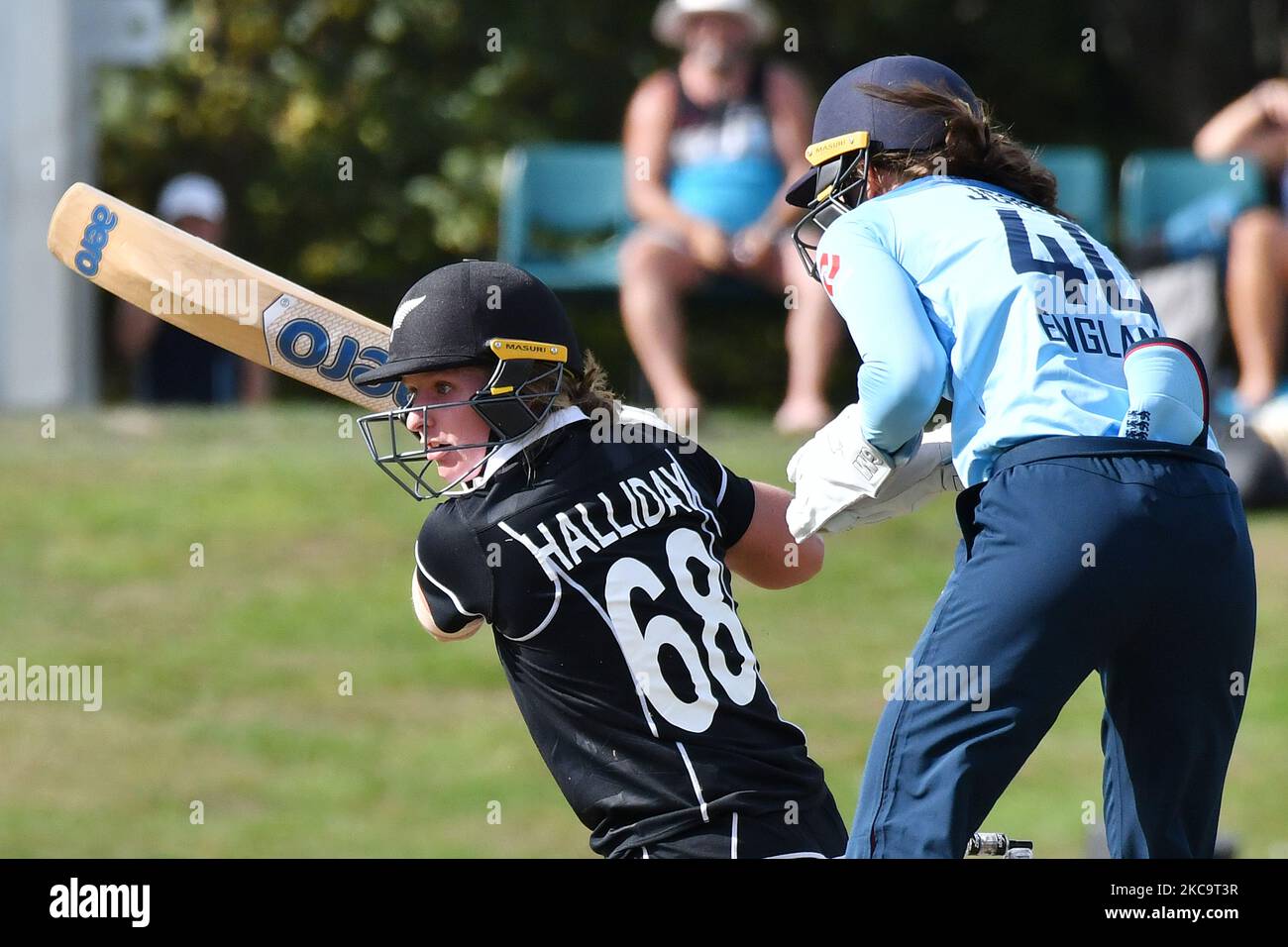 New Zealandâ€™s Brooke Halliday bats during the first One Day ...