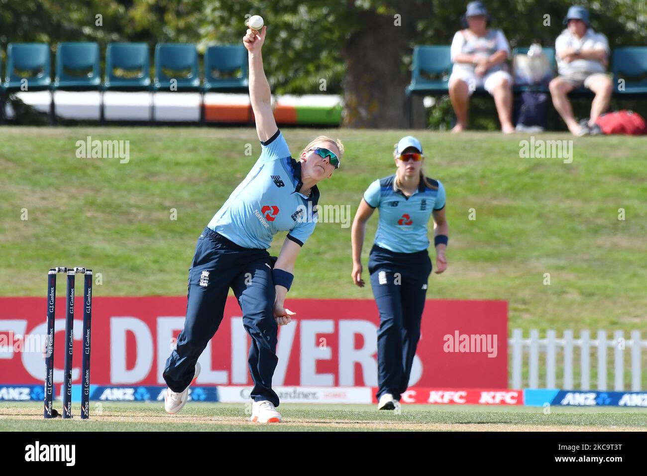 Englandâ€™s captain Heather Knight delivers a ball during the first One ...