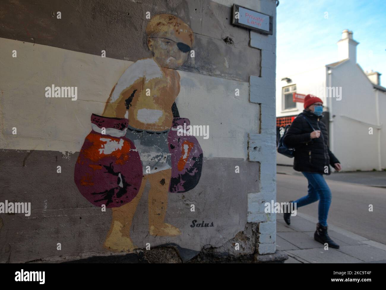 A mural by the Irish artist SOLUS, seen in Dalkey, a suburb of Dublin ...