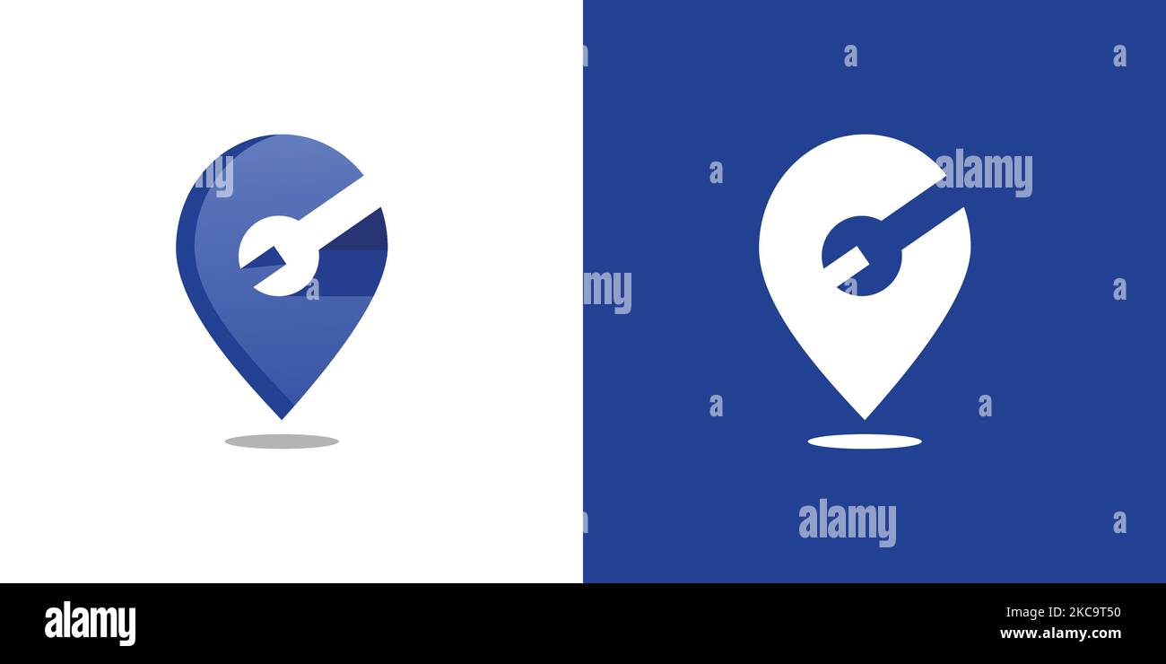 A set of minimalistic logo designs isolated on white and blue ...