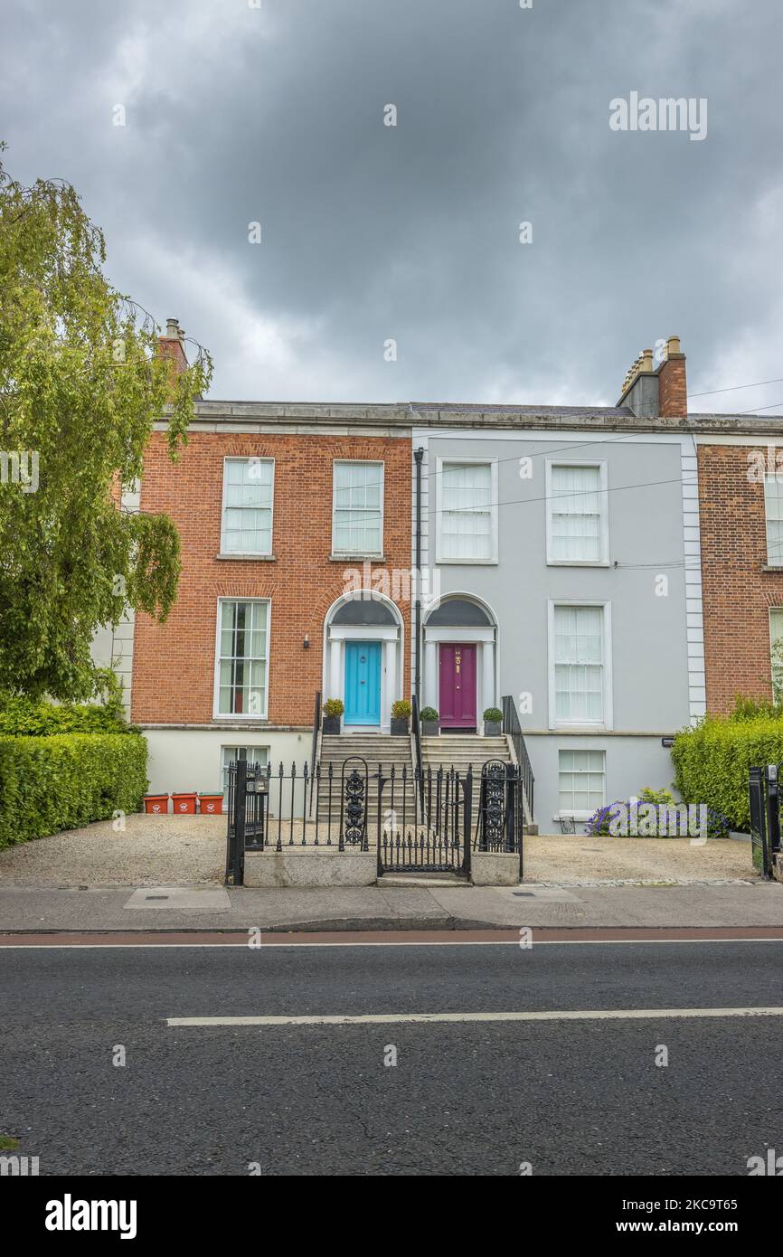 A vertical of beautiful houses in Ranelagh district in Dublin, Ireland ...